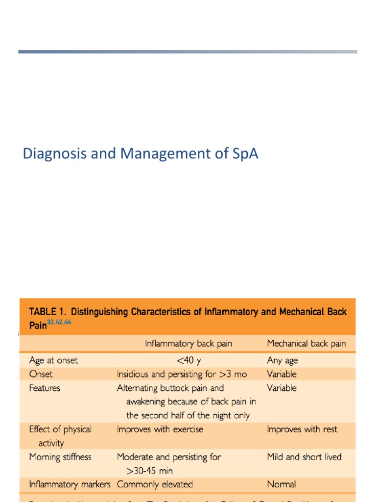 Diagnosis and Management of SpA | PDF | Back Pain | Nonsteroidal Anti ...