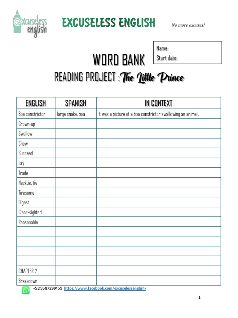 Vocabulary The Little Prince | PDF | Squamata | Snake