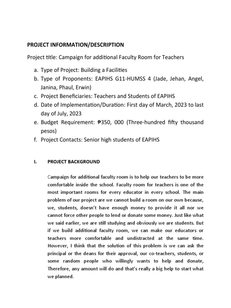 Project Proposal Emtech Humss4 g7 | PDF | Career & Growth