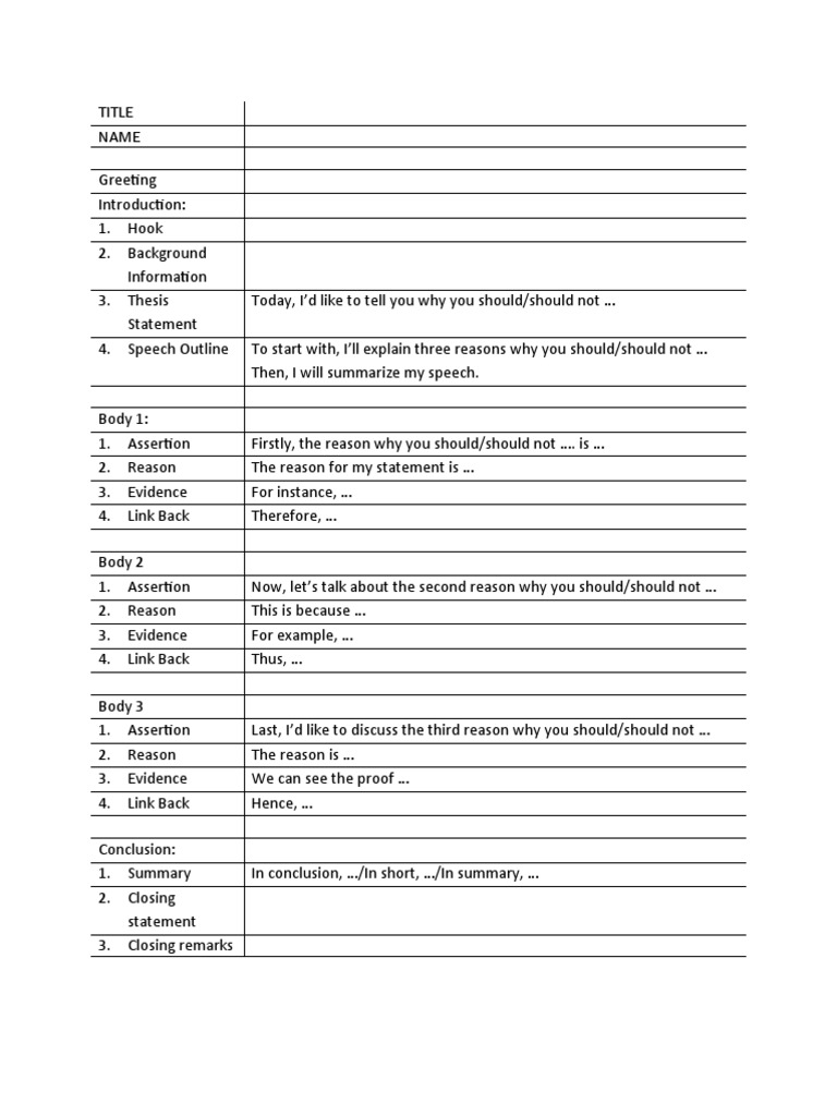 Persuasive Speech Outline | PDF