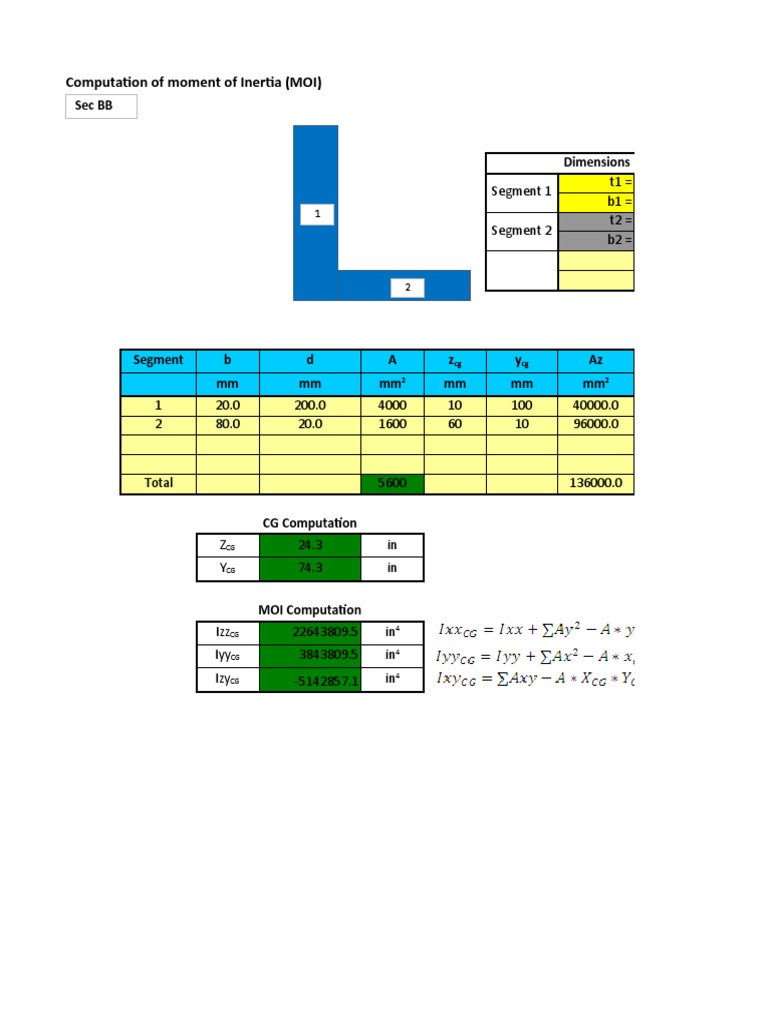 Computation of MOI For Bracket Calc | PDF