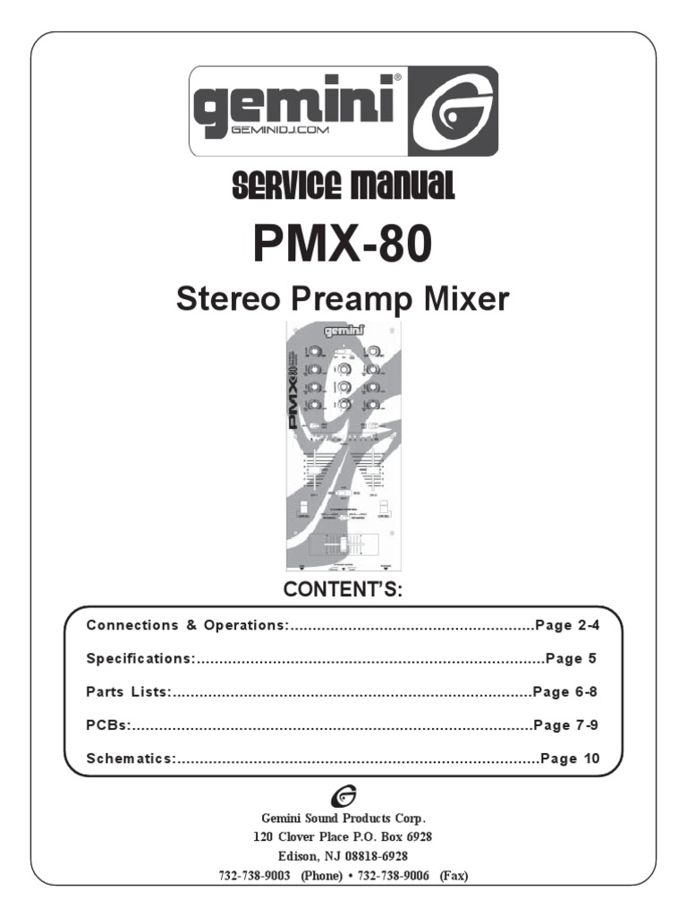 Gemini PMX-80 | PDF | Headphones | Telecommunications Engineering