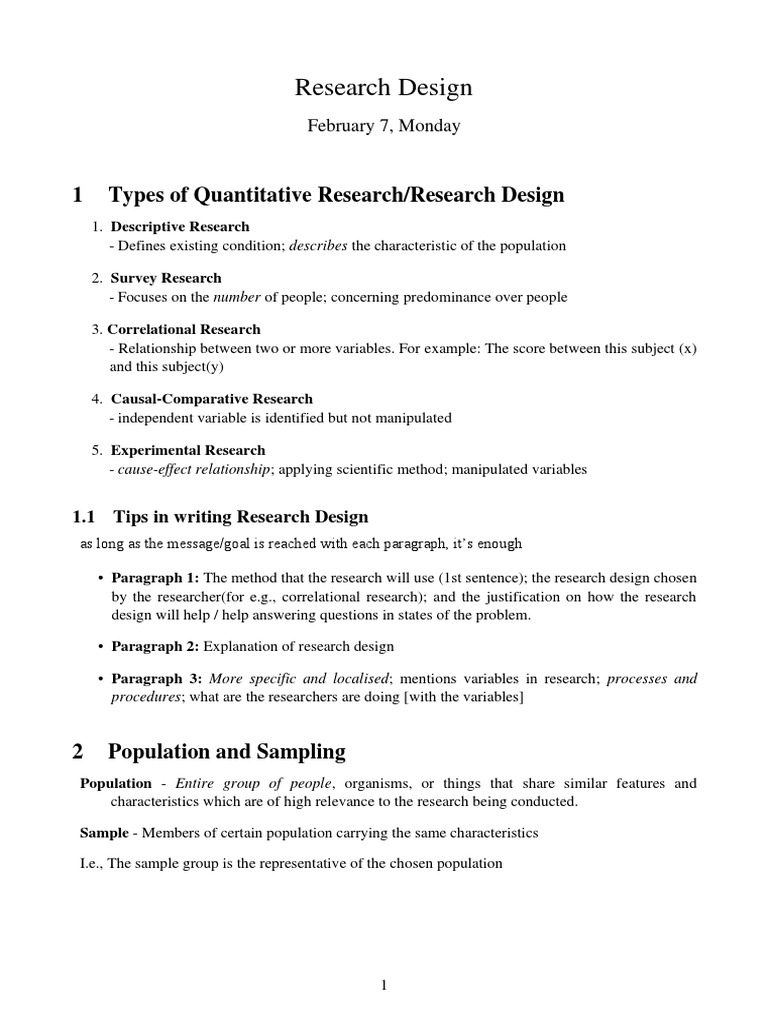 Research Design | PDF | Sampling (Statistics) | Scientific Method