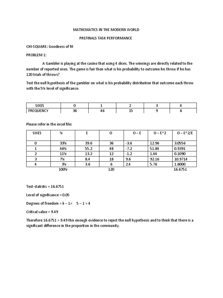 Mathematics in The Modern World Performance Task. | PDF | Statistical Significance | Statistical ...