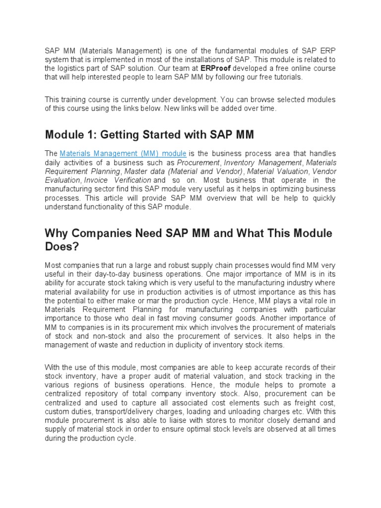 SAP MM Erp Great | PDF | Inventory | Invoice