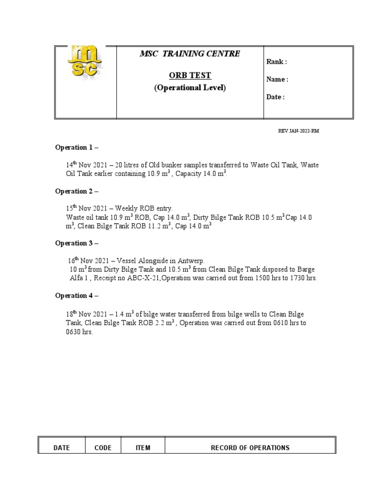 ORB Test Operational - QuestionsJAN2022 | PDF