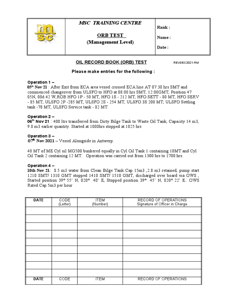 ORB Test Management-QuestionsDEC2021 | PDF