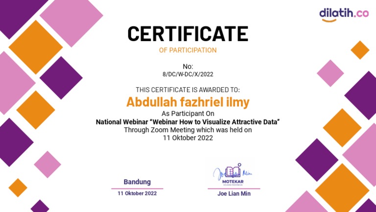8 - Sertifikat Webinar How To Visualize Attractive Data - Dilatih - Co ... 8 - Sertifikat Webinar How To Visualize Attractive Data - Dilatih - Co ...