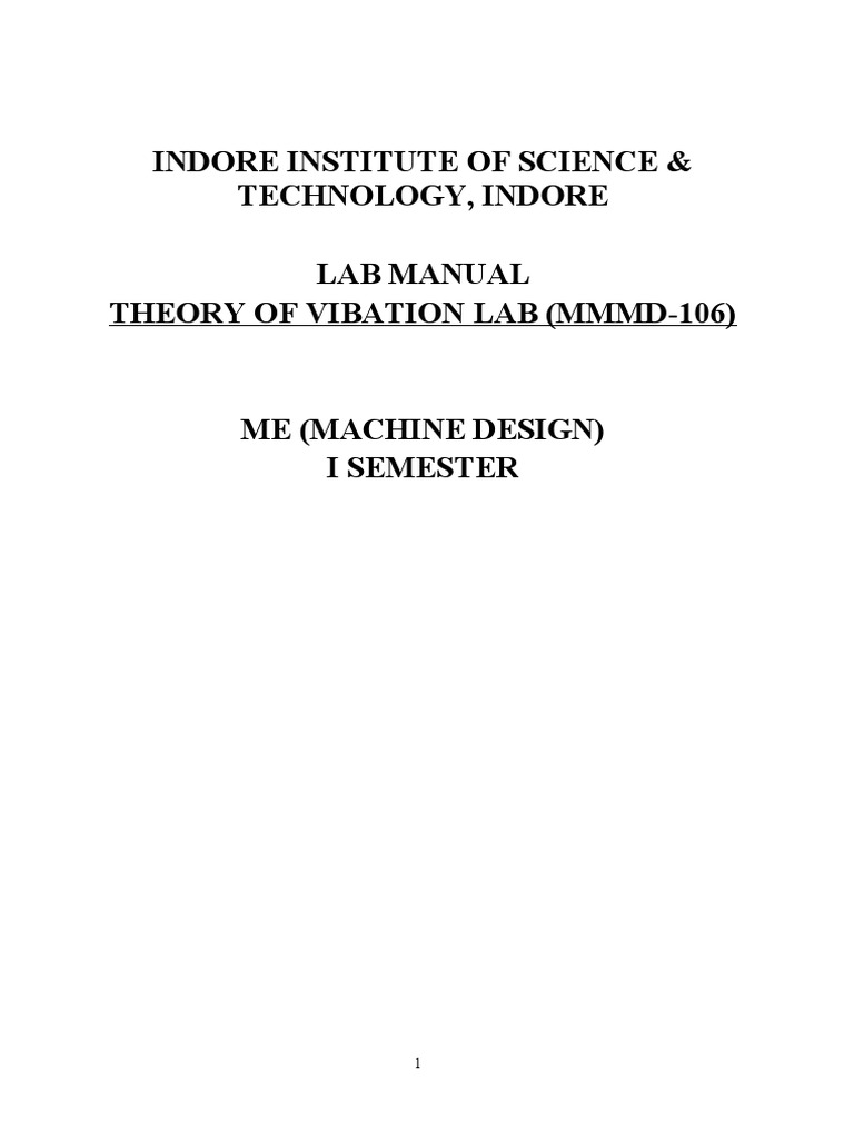MMMD 106 - Theory of Vibration Lab | PDF | Bearing (Mechanical) | Damping
