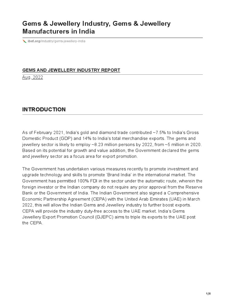 India Gems & Jewellery Industry Overview | PDF | Economies