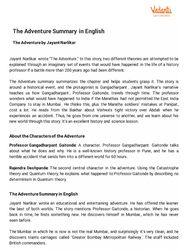 The Adventure Summary in English | PDF