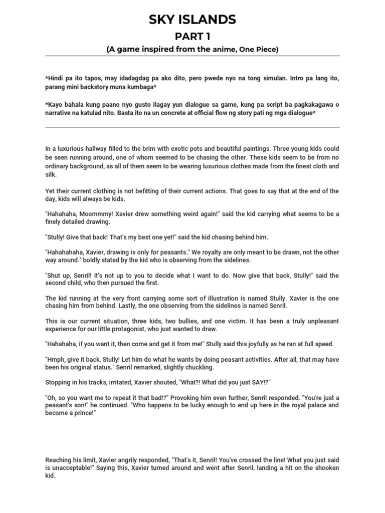 Sky Island Script Part 1 | PDF