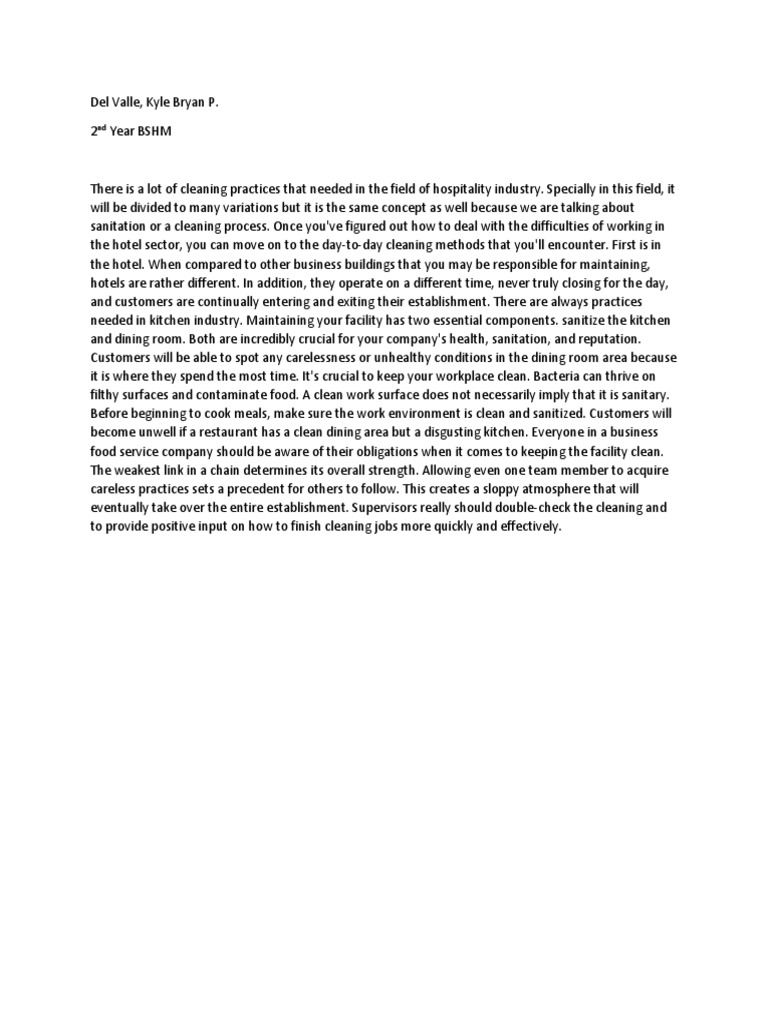 Assignment Proper Cleaning Practices | PDF