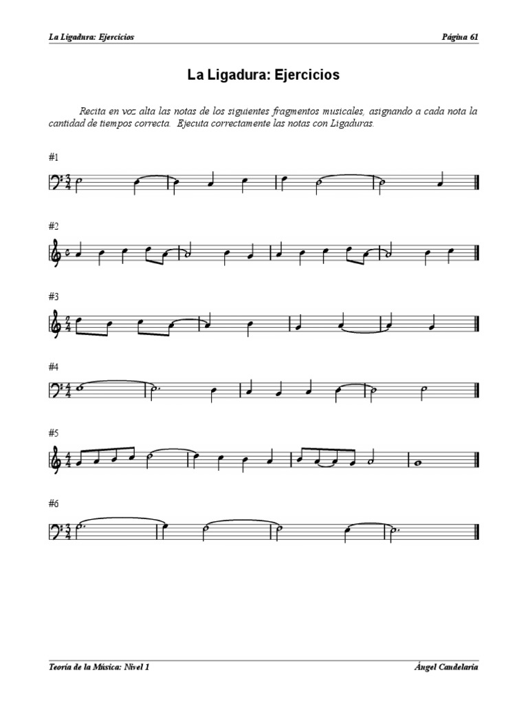 Ligadura Musical - Ejercicios | PDF