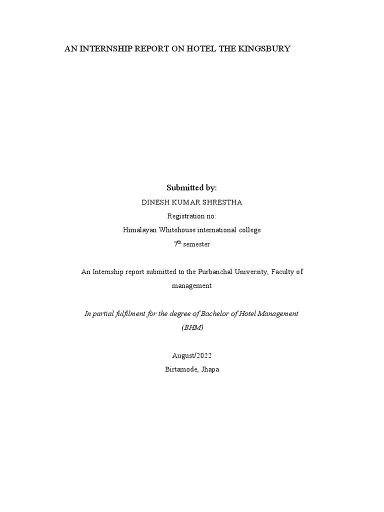 Cover Page of 6 Month Internship | PDF | Internship | Job Hunting