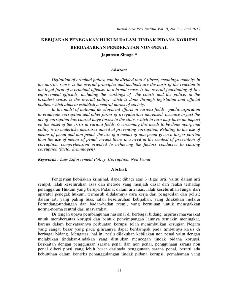 Kebijakan Non-Penal dalam Korupsi | PDF