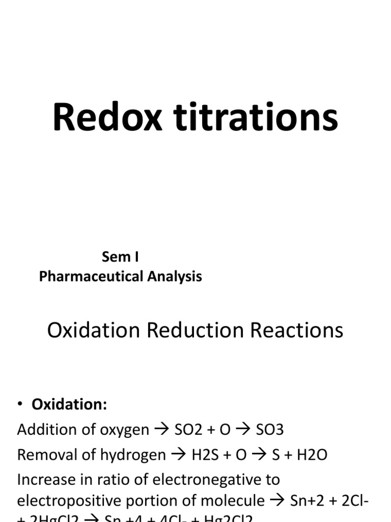 REDOX Titrations | PDF | Titration | Chemistry