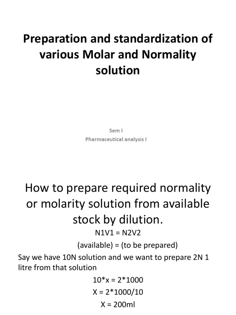 Unit 4 Preprations And Standardisation Of Standard Solutions Download Free Pdf Titration