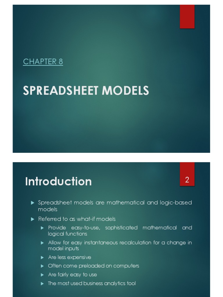 Chapter 8 (Spreadsheet Model) | PDF | Spreadsheet | Microsoft Excel