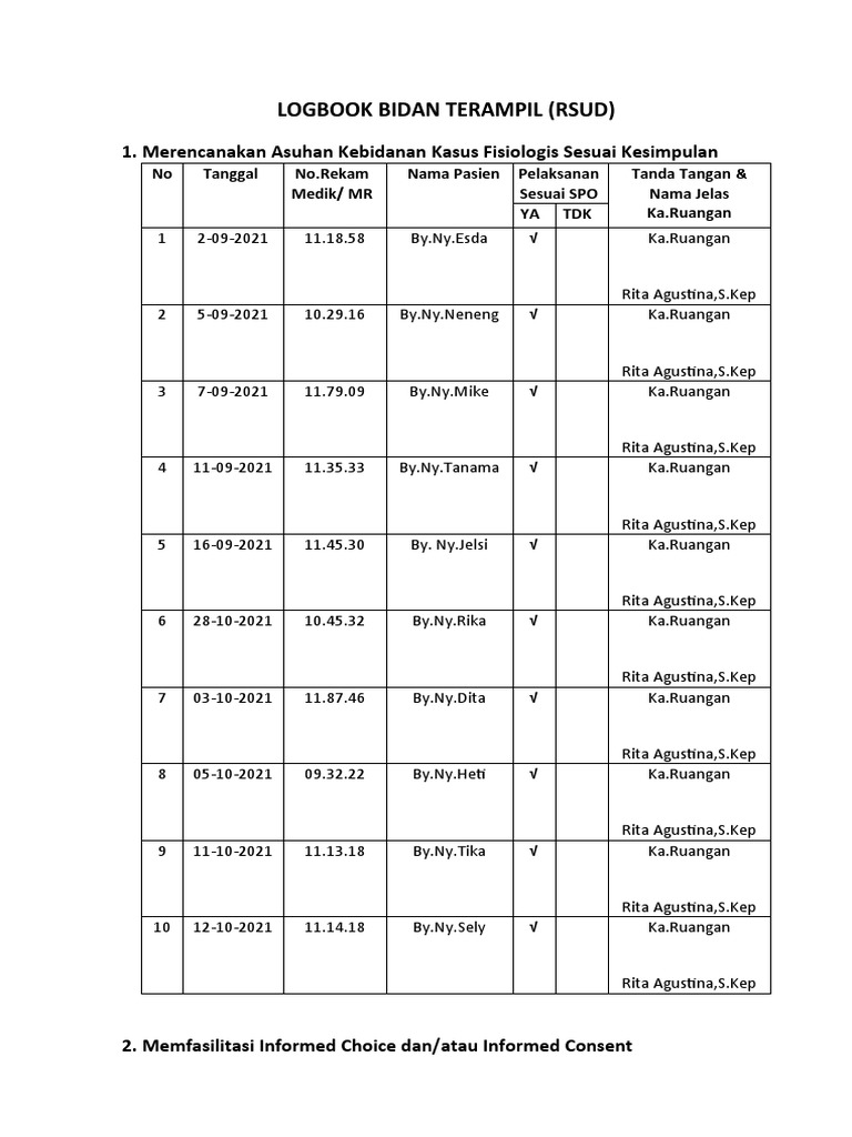 Logbook Bidan Terampil | PDF