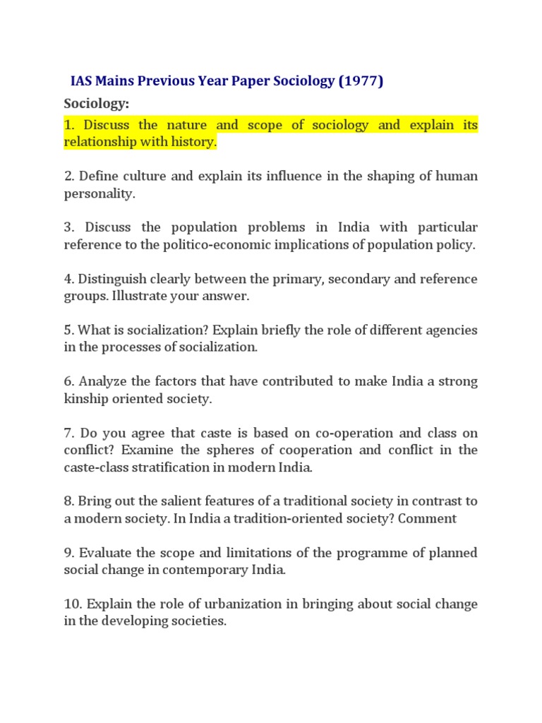 Sociology Exam Papers Analysis | PDF | Social Science