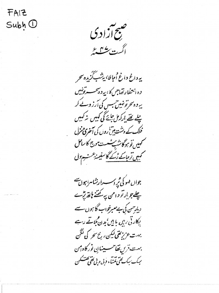 Faiz Subh-E Azadi | PDF