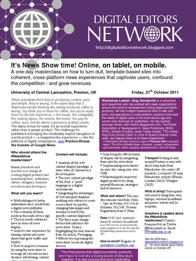 NewsShow Flyer21Oct2011 | PDF | News | Publishing