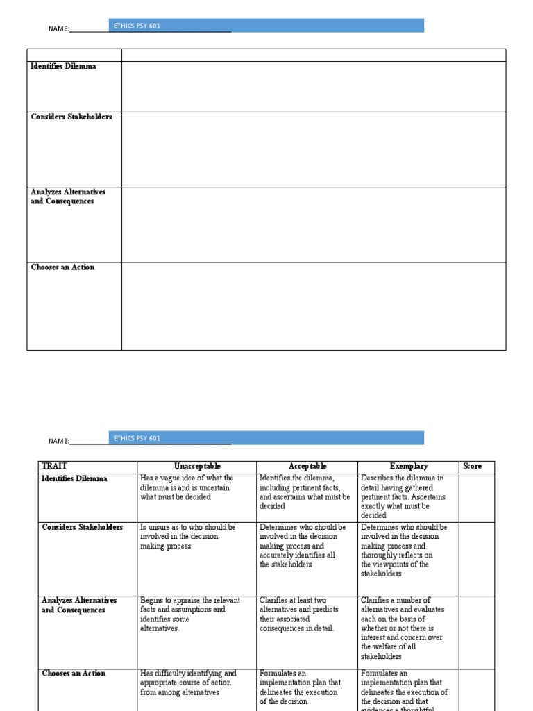 Ethical Decision Making Rubric | PDF | Psychology | Cognitive Science