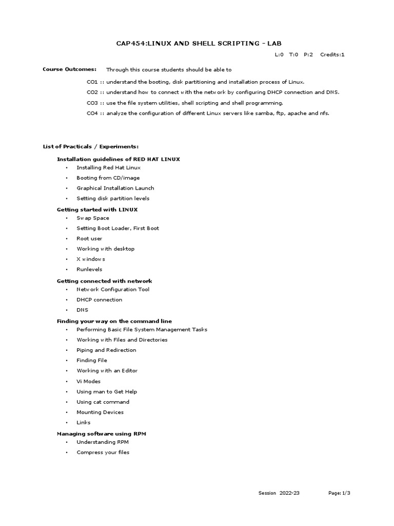 Linux and Shell Scripting Lab | PDF | File System | Computer File Linux and Shell Scripting Lab | PDF | File System | Computer File
