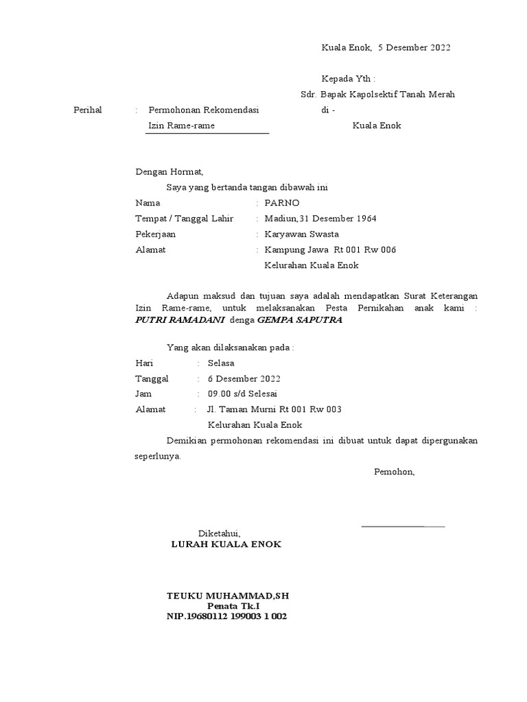 Izin Rame Rame Parno | PDF