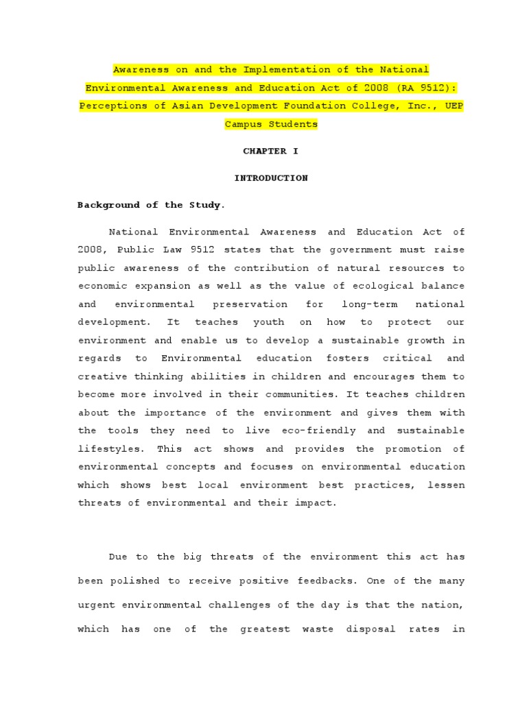 RA 9512 Awareness and Implementation | PDF | Sustainability | Curriculum