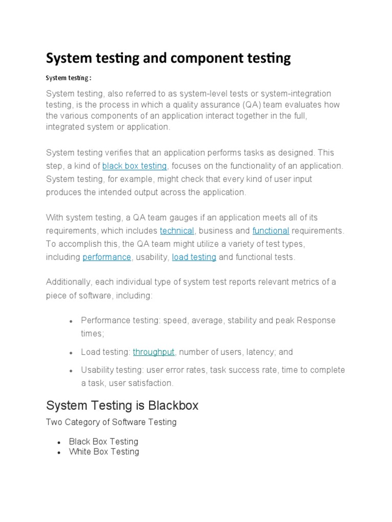 System Testing and Component Testing | PDF | Software Testing ... System Testing and Component Testing | PDF | Software Testing ...