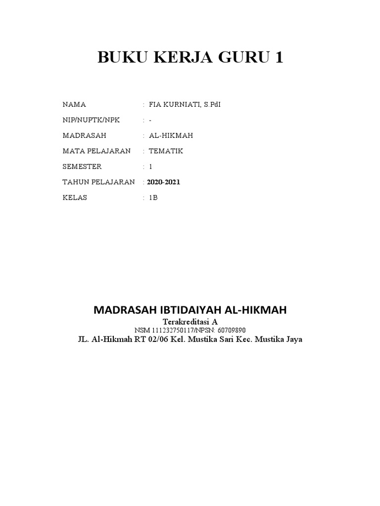 Buku Kerja Guru 1 | PDF | Karier & Perkembangan