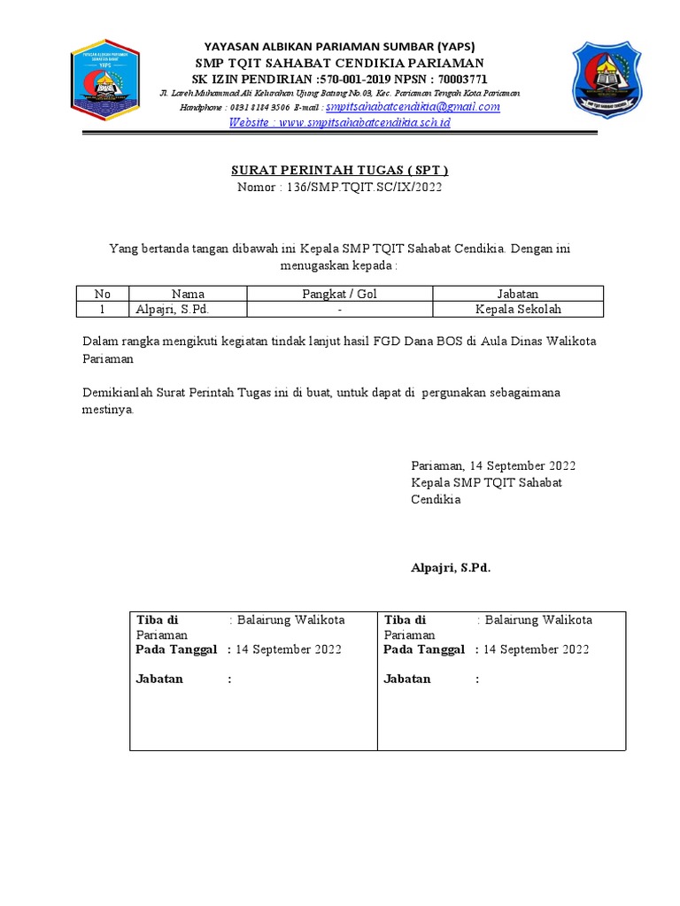 134.surat Perintah Tugas | PDF