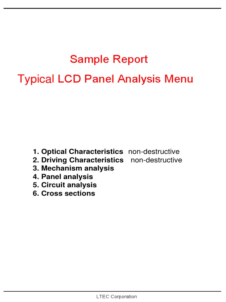 Typical LCD Panel Analysis Sample Report - 1464071434696 | PDF | Liquid ...