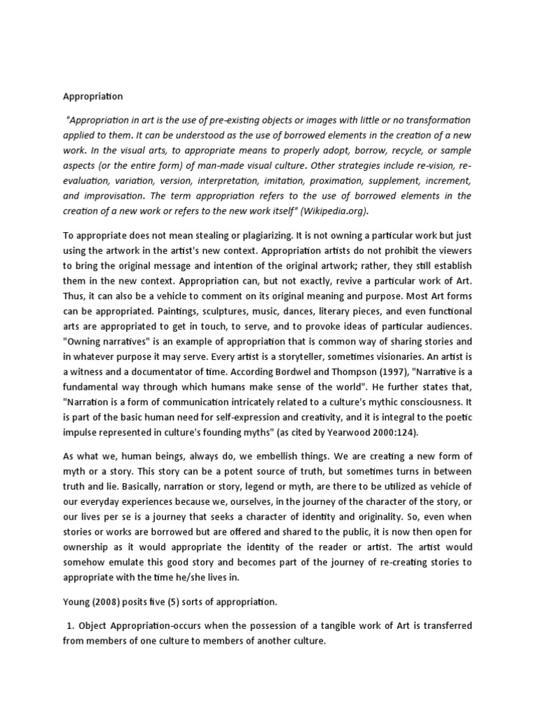 Understanding Art Appropriation Types | PDF