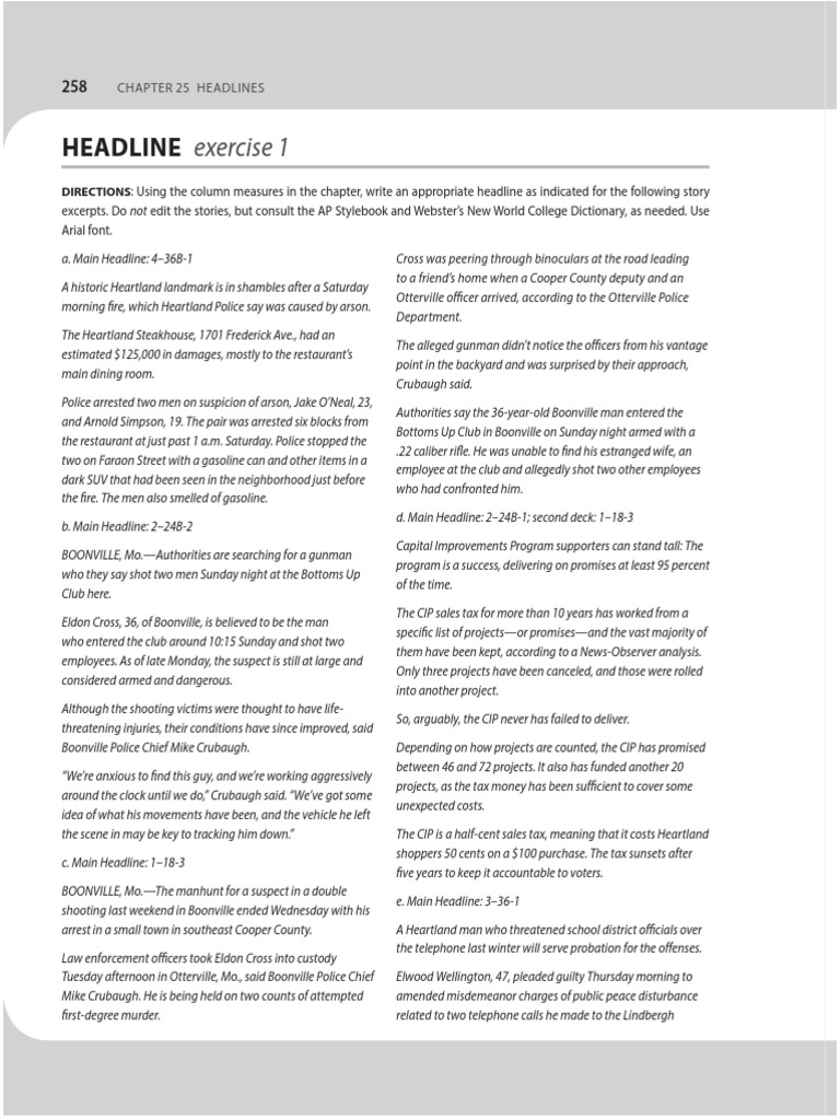 EXERCISE - Headlines Related | PDF | Mass (Liturgy)