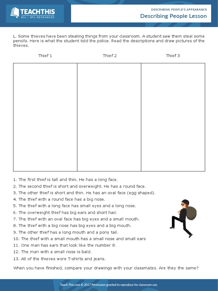 Describe A Thief | PDF | Language Arts & Discipline