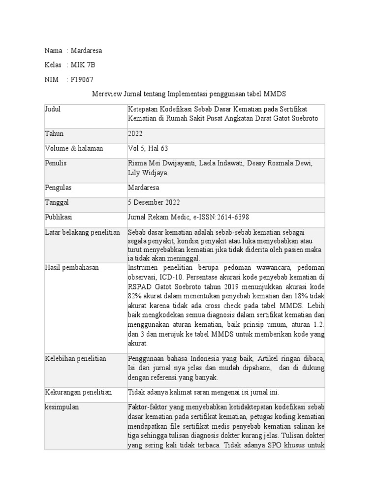 Review Jurnal MMDS | PDF | Sains & Matematika