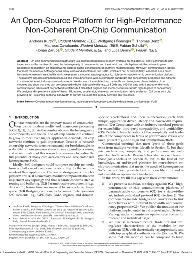 An Open-Source Platform For High-Performance Non-Coherent On-Chip ... An Open-Source Platform For High-Performance Non-Coherent On-Chip ...