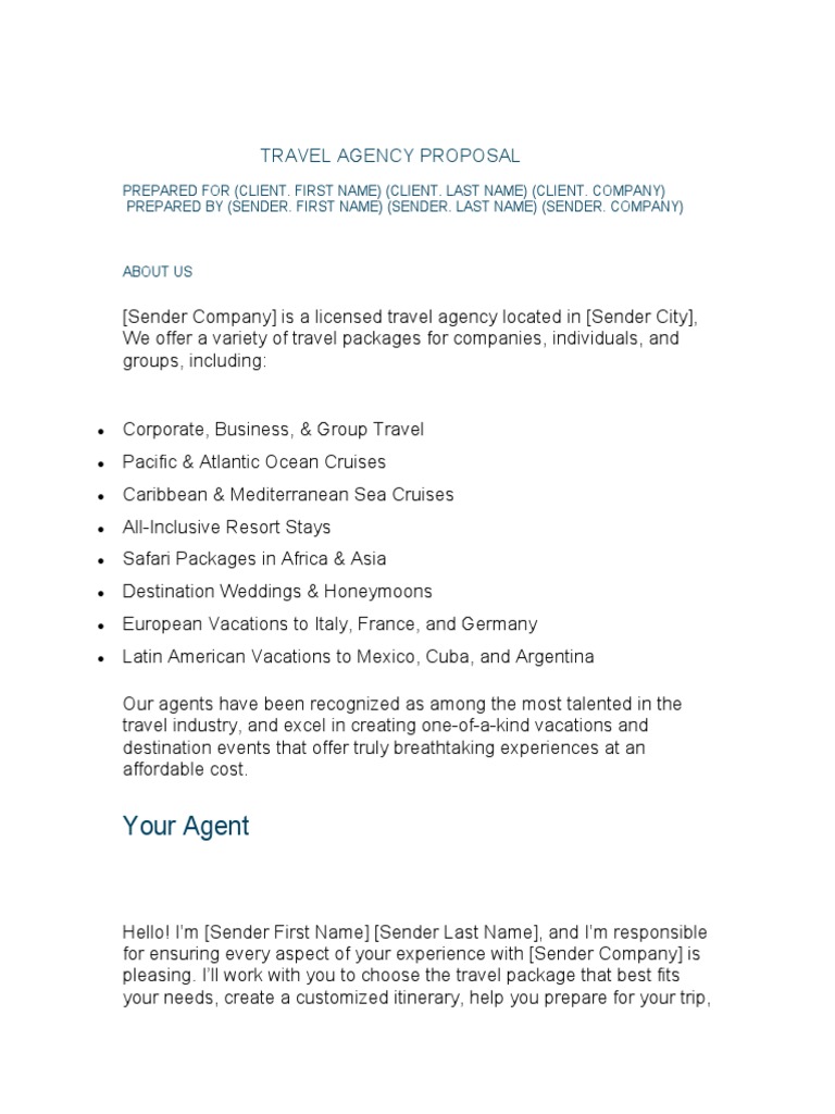 Travel Destinations Proposal | PDF | Travel Agency