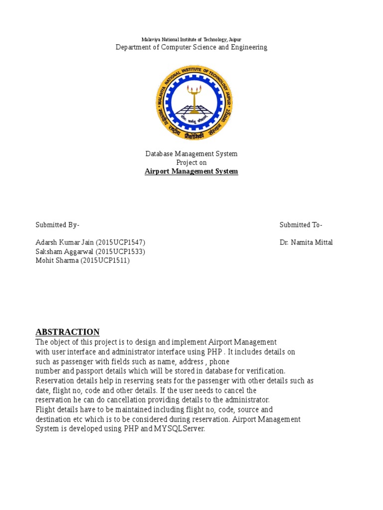 Project Report | PDF | Airport | Databases Project Report | PDF | Airport | Databases