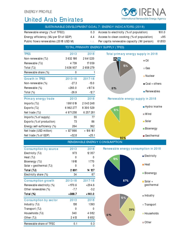 UAE Energy Profile 2018 Report | PDF | Renewable Energy | Solar Power