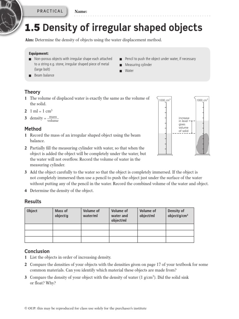 Density of Irregular Shaped Objects | PDF | Density | Volume