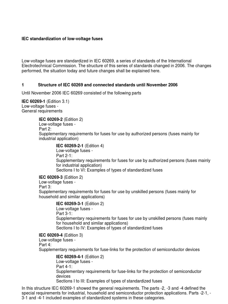 IEC 60269 Fuse Standards Update | PDF | Fuse (Electrical ...