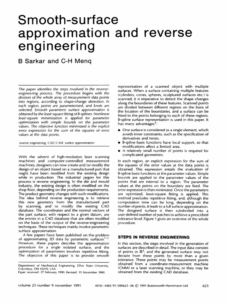 Smooth-Surface Approximation and Reverse Engineering | PDF | Least Squares | Mathematical ...