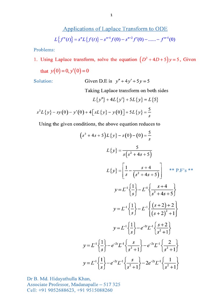LT Applications To Ode Modified 2 | PDF