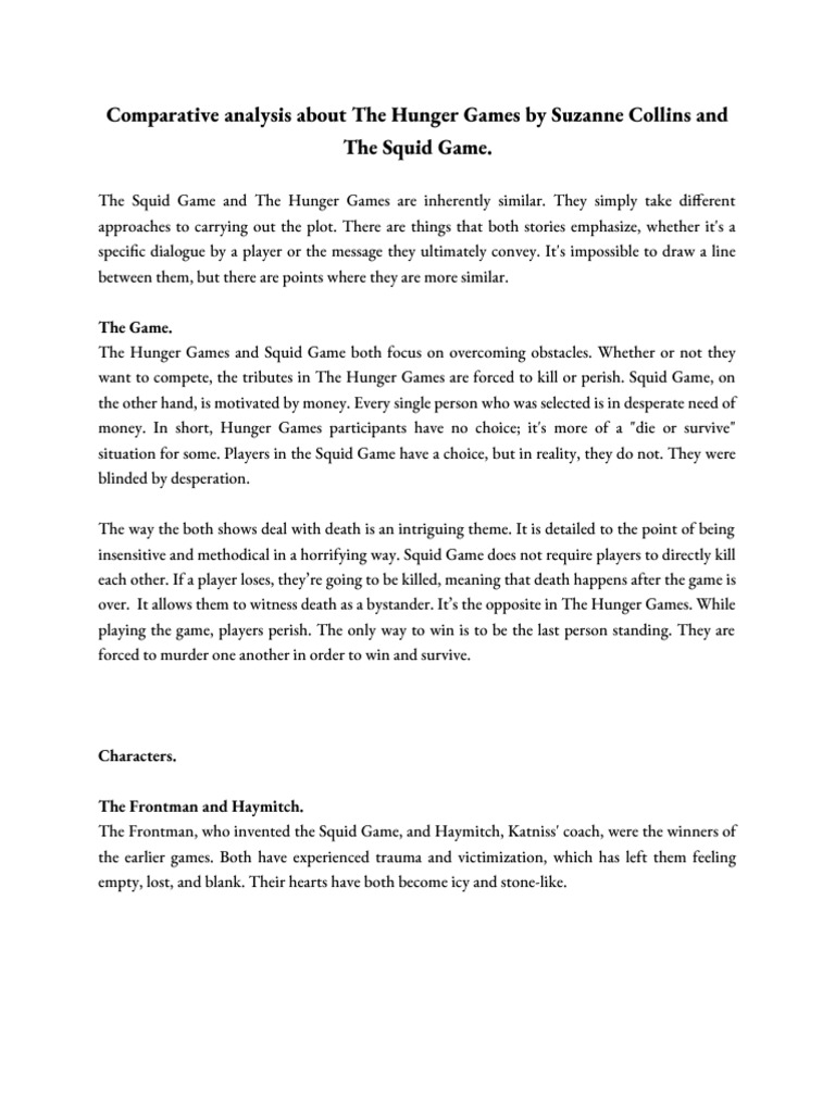 Comparative Analysis | PDF | The Hunger Games