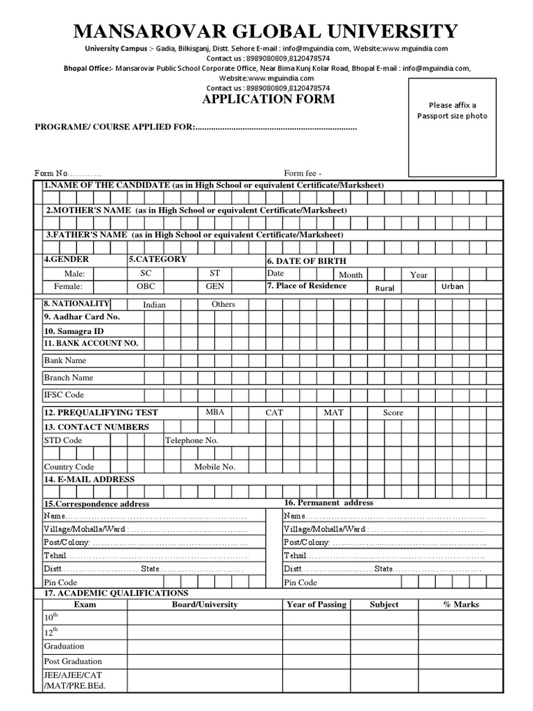 Mgu Admission Form | PDF | University And College Admission | Test ...