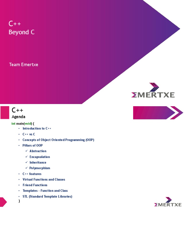 Beyond C: Team Emertxe | PDF | C++ | Programming